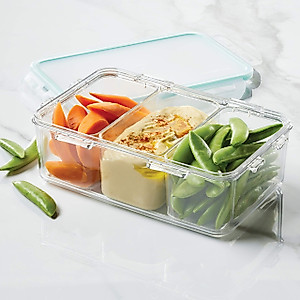 LOCK & LOCK Purely Better Tritan Container/Rectangle Food Storage Bin with Divider, 34 Ounce, Clear