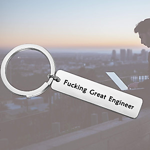FUSTMW Fucking Great Engineer Keychain Gift Engineering Jewelry Architect, Aerospace, Software,Mechanical Engineer Gift (silver)