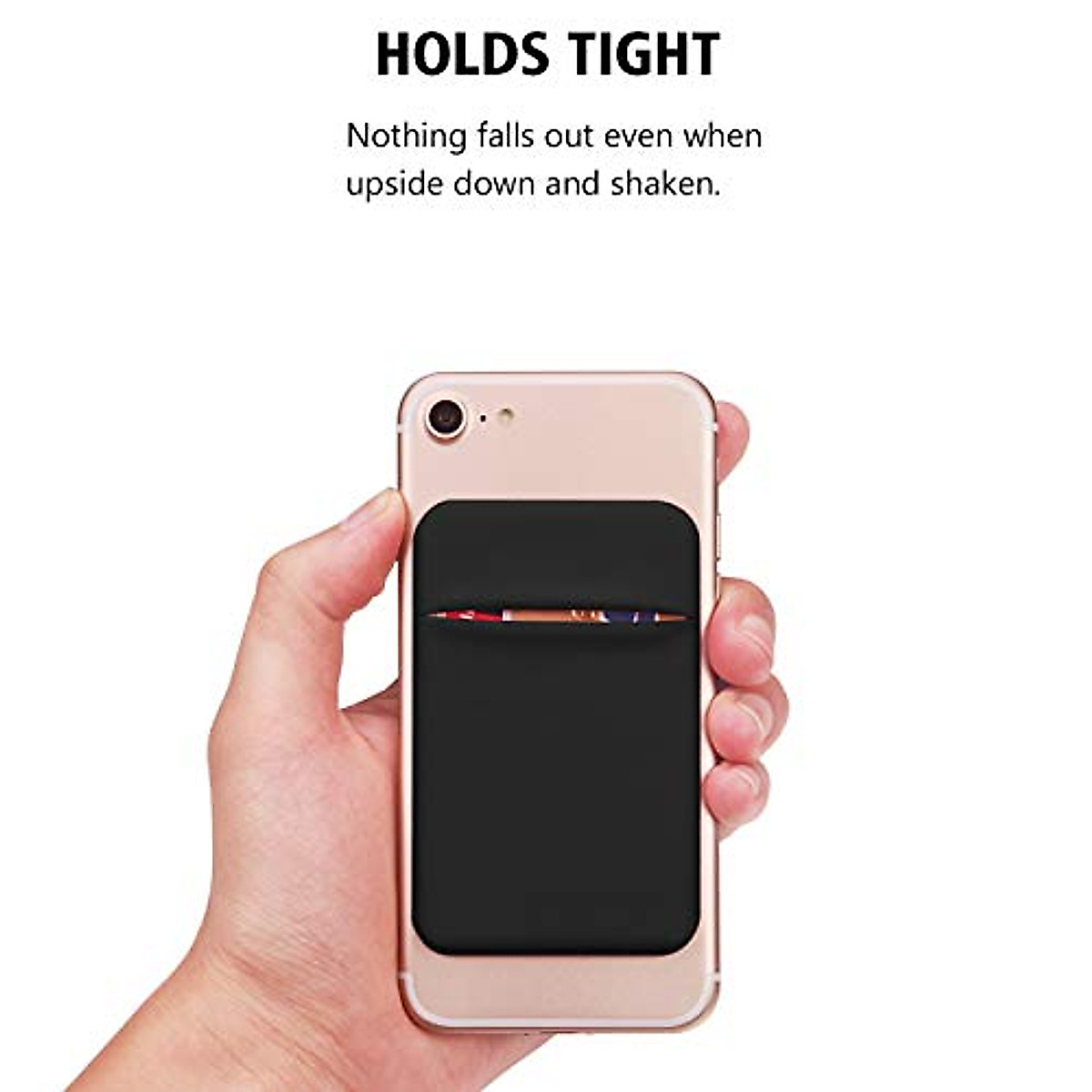OBVIS Cell Phone Pocket Self Adhesive Card Holder Stick On Wallet Sleeve with Adhesive RFID Card ID Credit Card ATM Card Holder for iPhone Android 2 Pack Black
