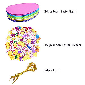 Max Fun 208PCS Easter Foam Stickers Set Easter Eggs Crafts DIY Egg Easter Craft for Kids Easter Decorations Party Favors Supplies (Easter Egg)