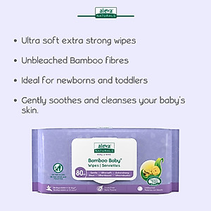 Aleva Naturals Bamboo Baby Wipes - Unscented - 80 ct