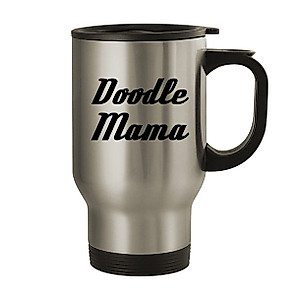 Molandra Products Doodle Mama - 14oz Stainless Steel Travel Mug, Silver