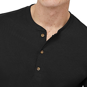 Hanes Originals T-Shirt, Long Sleeve Cotton Henley Tees for Men, Black, 3X Large