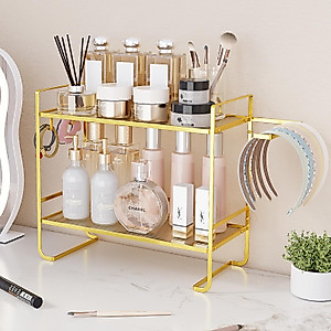 GAOKASE Over The Toilet Storage, 2-Tier Over Toilet Bathroom Organizer, Large Capacity, Acrylic Shelves, Thick Material, Rust-Resistant, Perfect for Over The Toilet Shelf, Gold