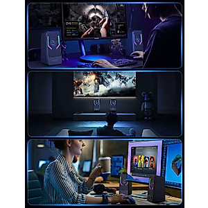 NOOTRY Computer Speakers, Gaming Desktop Speakers with 7Color Backlit, 10W USB Powered Volume Control Speakers, 2.0CH Stereo Laptop Speaker, Bluetooth&USB Audio for PC, Monitor, Mac, Tablet, Phone