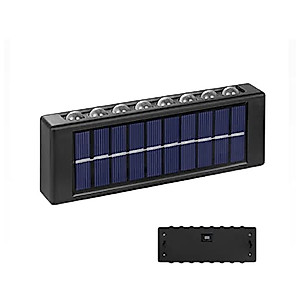 ASLIDECOR 16 Led Up Down Solar Wall Lights, 2 Pack Warm White Solar Fence Lights Waterproof,Black Solar Deck Lighting for House Garden Porch