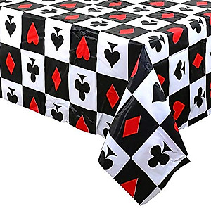 Casino Poker Game Themed Birthday Party Decorations -Plastic Table Cover for Arts & Crafts, Poker Patrol Party Supplies for Las Vegas Theme Casino Party 2 Pack