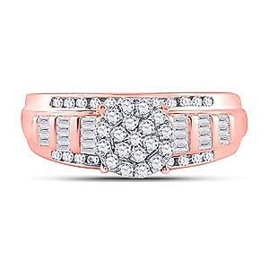 10kt Rose Gold Round Diamond Cluster Bridal Wedding Engagement Ring 1/2 Cttw