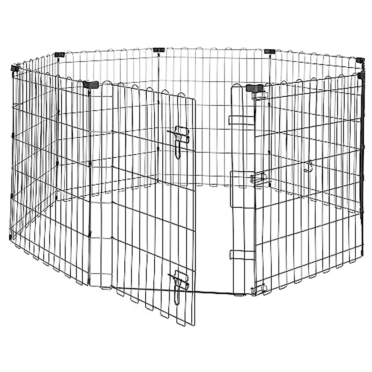 Amazon Basics Foldable Octagonal Metal Exercise Pet Play Pen for Dogs, Fence Pen, Single Door, Black, 60 x 60 x 30 Inches
