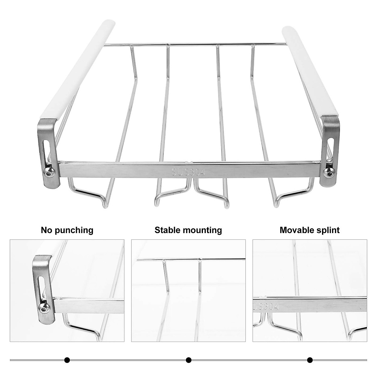 Hemoton 1pc Wine Glass Holder Wire Storage Shelves Metal Hanger Wine Glasses Holder Under Cabinet Glass Rack Glass Holder for Bar Hanging Glass Rack Cup Bottle Rack Stainless Steel