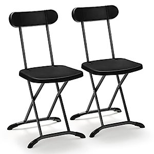 Giantex 2-Pack Folding Chairs, Plastic Event Chairs, 400 LBS Lightweight Foldable Chairs with Solid X-Shape Frame, Oversized Seat, Outdoor Indoor Chairs for Home Garden Patio Yard, Black