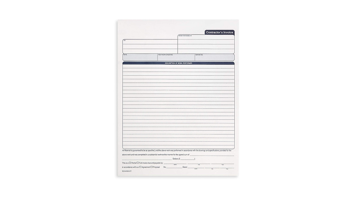 Blue Summit Contractors Invoice Book | 3-Part Carbonless Forms