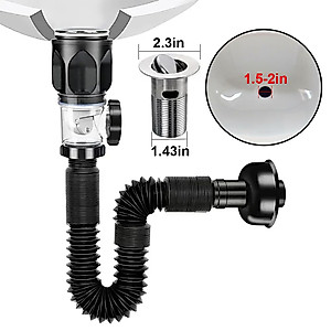 Bathroom Sink Drain Kit with Flexible Expandable P-Trap Sink Drain Pipe Tube Anti-Odor Bathroom Sink Drain Pipe for 1-1/4",1-1/2" and 2'' Drain Hole