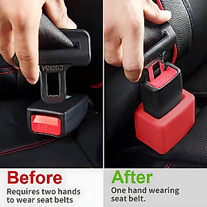 BELOMI 2 Pack Seat Belt Buckle Holder, Easy Access to The Buckles of Rear Seats, Silicone Seat Belt Buckle Booster Suitable for Kids, Car Seatbelt Holder Makes Receptacle Upright Buckling (Red)