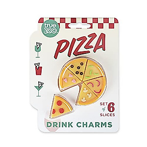 TrueZoo Pizza Drink Silicone Wine Charms, Yellow