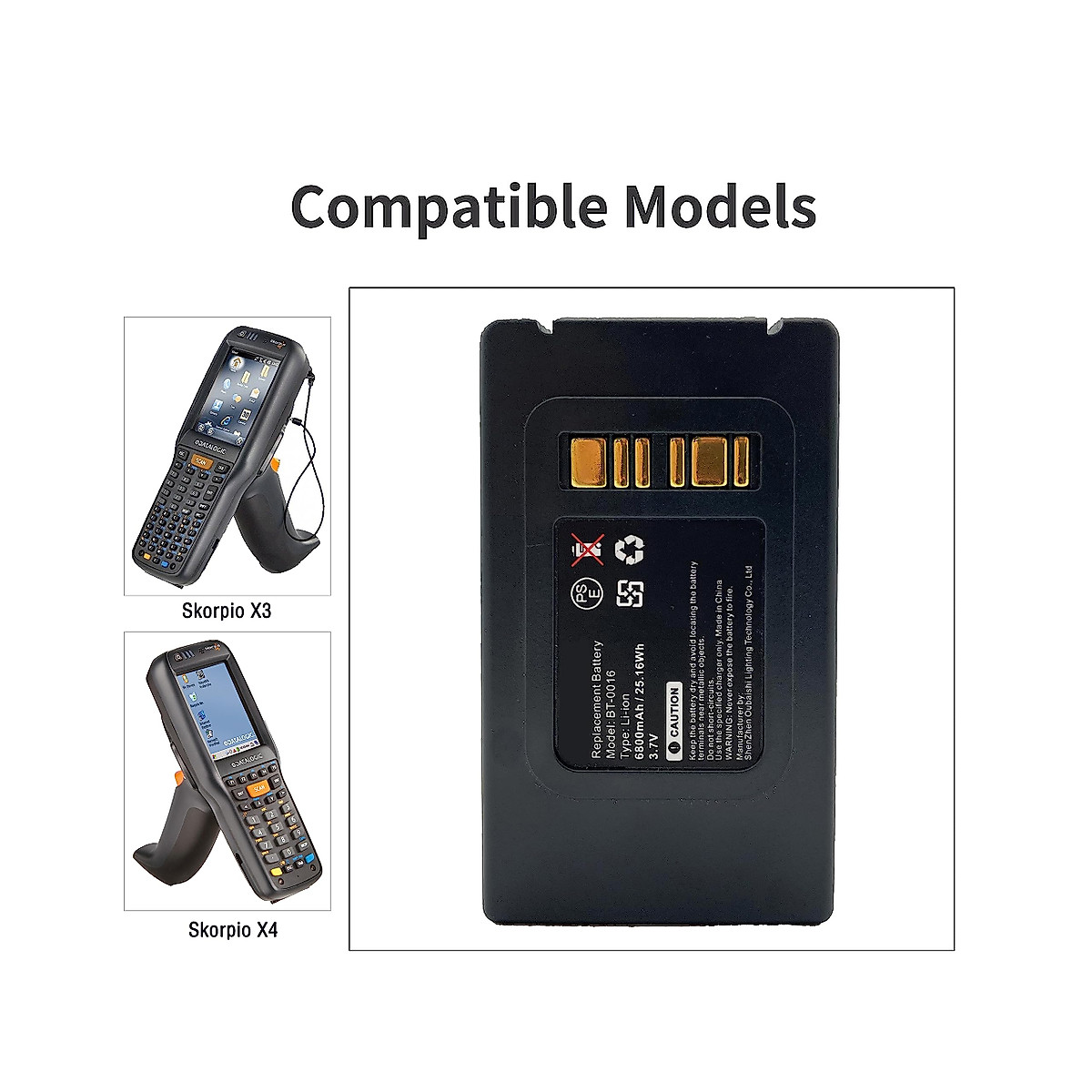 SCESMIA 6800mAh Replacement Barcode Scanner Battery fo Datalogic Skorpio X3 X4 Series fits Part no BT-0016 94ACC0046 94ACC0048