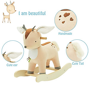 labebe 【New】 Baby Rocking Horse Plush, Male Fawn Rocker Toy for Child 1-3 Years, Rocking Horse/Fawn Rocking Horse/Deer Rocker/Reindeer Rocking Horse/Riding Horse/Stuffed Animal Rocker (NO Music)