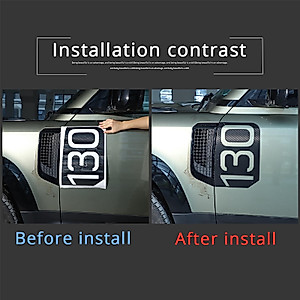 Black & Carbon Fibre Tecture Car Vinyl Decal Front Fender Stickers Section Side Scuttles Compatible for Land Rover Defender 130 110 90 2020 2021 2022 2023 2024 PVC Accessories (for 130, Carbon Fibre)