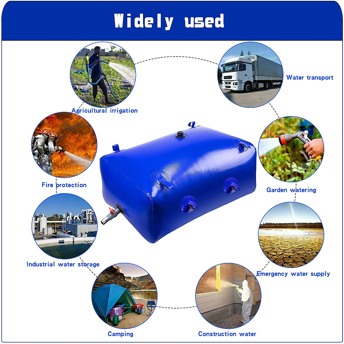 Water Bladder Storage Containers,240L/63Gallon Portable Fresh Water Storage Tank,Bathtub Water Storage Bladder Barrel Bag for Drought Resistance Fire Protection Agricultural Irrigation Outdoor