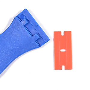 200pcs Plastic Razor Blades, Non-scratch Double Edged, for 1.5-inch Universal Safety Scraper Plastic Common Scraper, Remove Decals, Stickers, Adhesive, Clean Glass Window, Orange