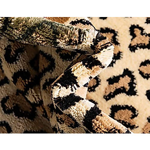 Unique Loom Wildlife Collection Animal Inspired with Cheetah Bordered Design Area Rug, 7 ft x 10 ft, Ivory/Black