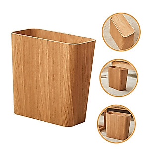 Angoily Trash Bags Wood Trash Can Wood Garbage Can Wood Trash Bin Garbage Bags Dump Pouch Trash Basket Waste Can s Japanese-Style Wastebasket Trash Bag Container Office Wrought Iron