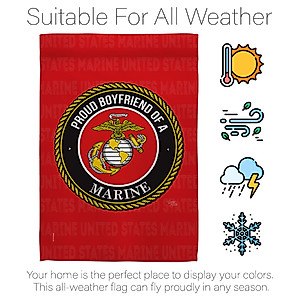 Breeze Decor Proud Boyfriend Garden Flag Armed Forces Marine Corps USMC Semper Fi United State American Military Veteran Retire Official House Banner Small Yard Gift Double-Sided, Made in USA