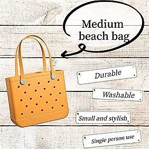 Sollirty Beach Bag Rubber Tote Bag, Waterproof and Sandproof Outdoor Open Rubber Beach Bag, Used for Beach Sports and Camping Sports(Yellow,Medium)