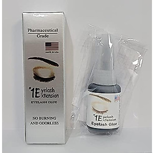 1 Eyelash Extension Regular 1 Number One Glue Eyelash Extension Eyelash Glue Adhesive No Burn and Odorless 0.34 oz-Made in USA,Black