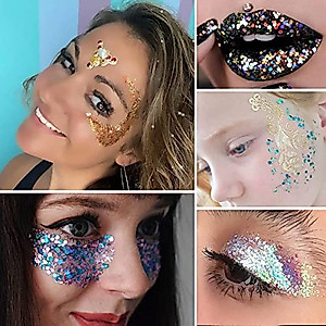 Holographic Chunky Glitter, Set of 12, Licool Craft Glitter for Resin Art Crafts, Cosmetic Glitter for Nail Body Face Eye, Epoxy Resin Glitter Sequin Flake Sparkle for Slime Tumbler Jewelry Making