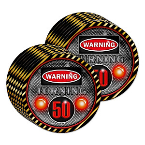Warning Sign 50th Birthday Party Supplies Set Plates Napkins Cups Tableware Kit for 16