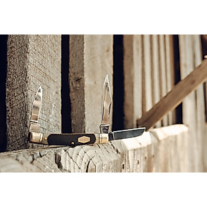 Old Timer 34OTB Genuine Bone Middleman 5.6in S.S. Traditional Folding Pocket Knife with 2.4in Clip Point and Bone Handle for Hunting, Camping, EDC, and Outdoors