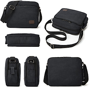 Ashioup Canvas Messenger Bag for Men with built in Wallet Pockets Multifunctional Shoulder Bag Outdoor Sports Crossbody Bag