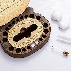 AhfuLife Baby Tooth Keepsake Fairy Box Holder with Lanugo Bottle, Wooden Panda Shape Keepsake Box for First Lost Teeth, Cute Tooth Storage Holder, Baby Shower Gifts for Newborn, Boys, Girls