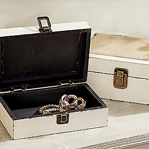 Deco 79 Farmhouse Wood Rectangle Box, Set of 2 10", 8"W, White