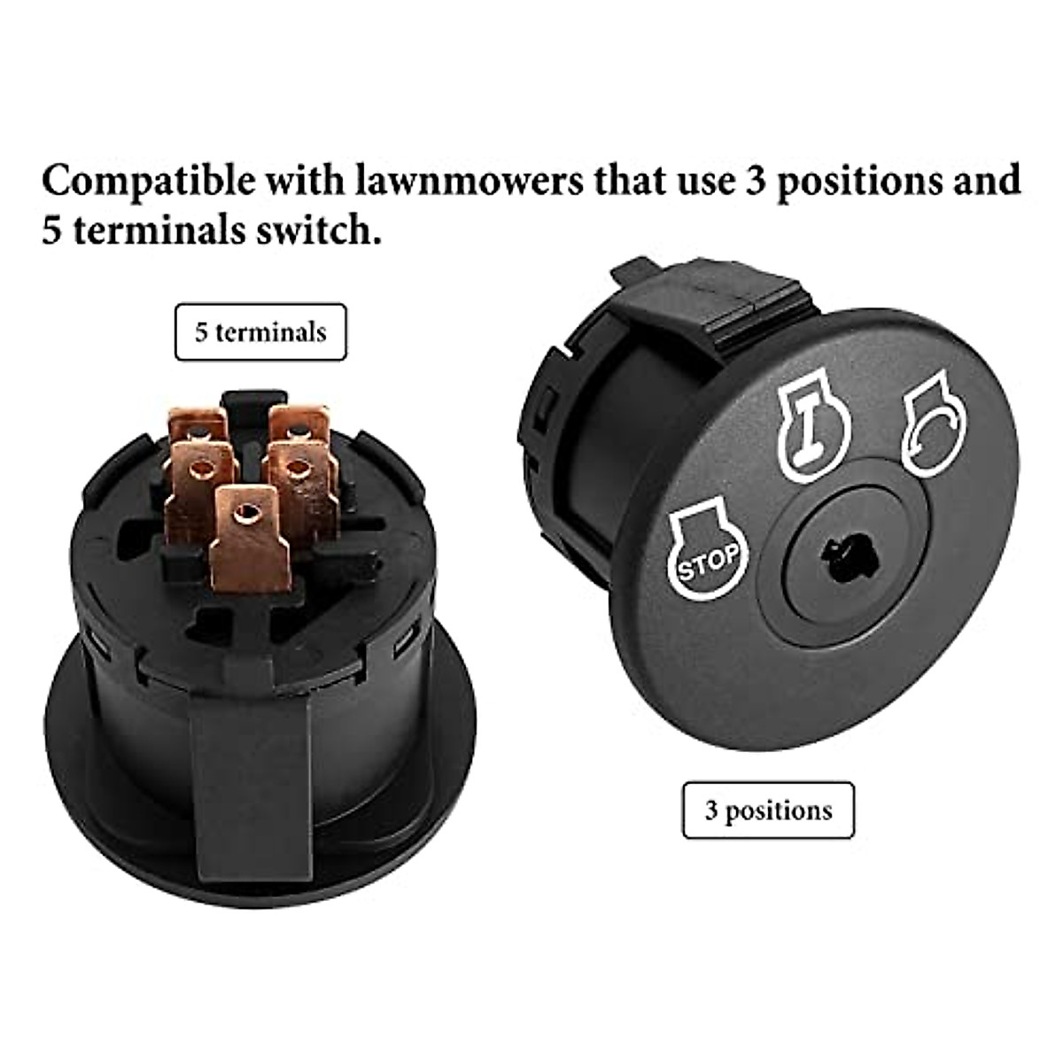Ignition Switch 925-04228 Fit for Cub Cad et Mower - 3 Position Key Switch Compatible with Cad RZT-42 RZT-50 RZT-54 Riding Mower, Troy-Bilt Mustang XP 42 50 54 Zero Turn Mower, Replace 725-04228