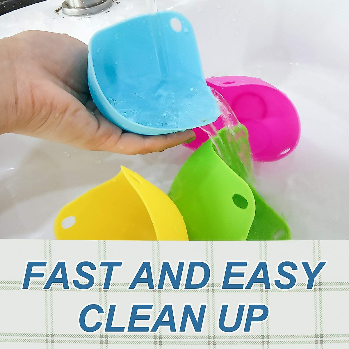 Poached Egg Cup Pack of 4,Silicone Egg Poacher Cups with Ring Standers,Eggs Poaching Cups for Stovetop or Microwave Egg Cooking, Easy Release and Cleaning - BPA Free,Stove Top and Dishwasher Safe