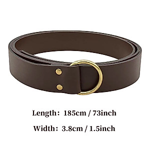 HiiFeuer Medieval Ring Belt with Vintage Belt Bag, Retro Renaissance Middle Ages Faux Leather Belt and Belt Pouch, Portable Side Pack Set for LARP Ren Faire