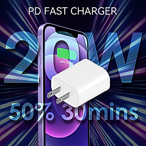 Kopatesun iPhone 15 Charger, 20W USB C Fast Charger for iPad Pro 12.9/11 inch, iPad Air, iPad 10th Gen/Mini 6, PD Wall Charger with 10 Foot USB C to C Charging Cable