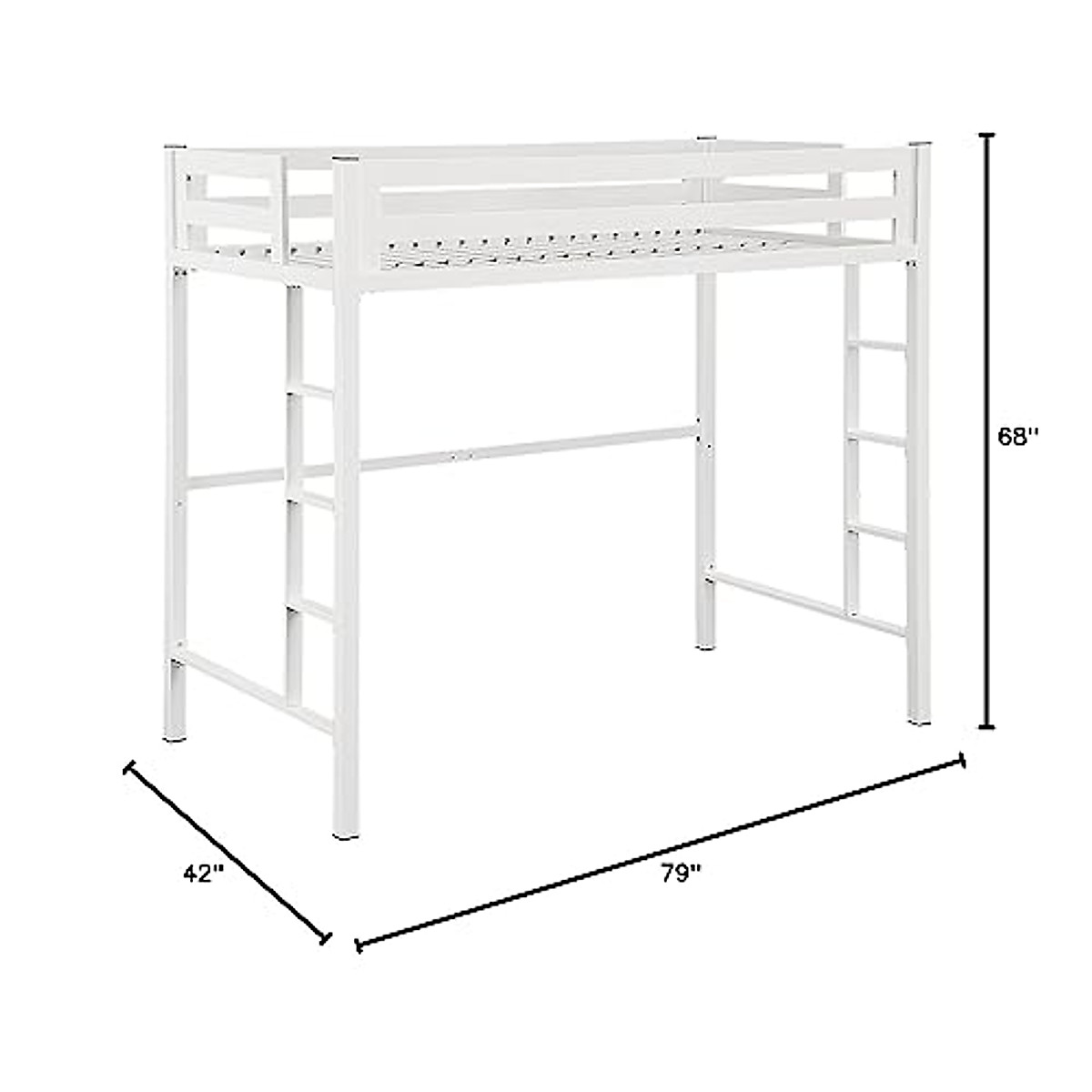 Walker Edison Brighton Classic Metal Twin over Loft Bunk Bed, Twin Size, White
