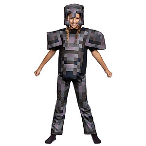 Disguise Minecraft Costume, Official Nether Armor Outfit for Kids Minecraft Costume, Deluxe Child Size Medium (7-8)