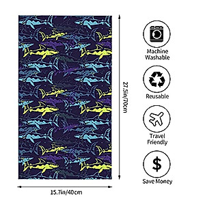 Shark Hand Face Towels Blue Microfiber Towels Soft Bath Towel Absorbent Hand Towels Multipurpose for Bathroom Hotel Gym and Spa Towel 15.7x27.5 Inch