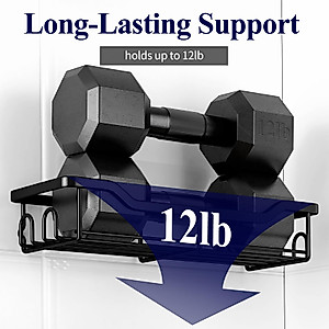 Kitsure Shower Caddy Large - Adhesive Shower Organizer, Stainless Steel Shower Shelf for Inside Shower, No Drill Bathroom Organizers and Storage, Home Decor Accessories, 2 Pack, Black