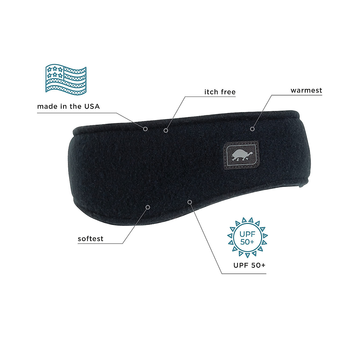 Original Turtle Fur Fleece - Earband, Heavyweight Fleece Headband, Black