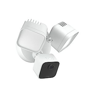 Blink Wired Floodlight Camera – Smart security camera, 2600 lumens, HD live view, enhanced motion detection, built-in siren, Works with Alexa – 1 camera (White)