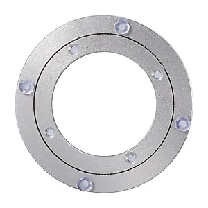 Silver Table Bearing, Heavy Duty Aluminium Alloy Hardware Rotating Turntable Bearing Swivel Plate for Dining-Table (4Inch)