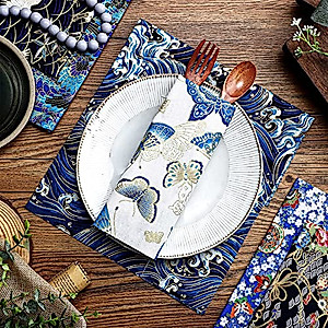 6 Pcs 20'' x 16'' Japanese Fat Quarters Quilting Fabric Bundles Japanese Printed Furoshiki Wrapping Cloth Squares Quilting Patchwork Fabric Colored Cotton Wrap DIY Scrapbook Craft (Bright Style)