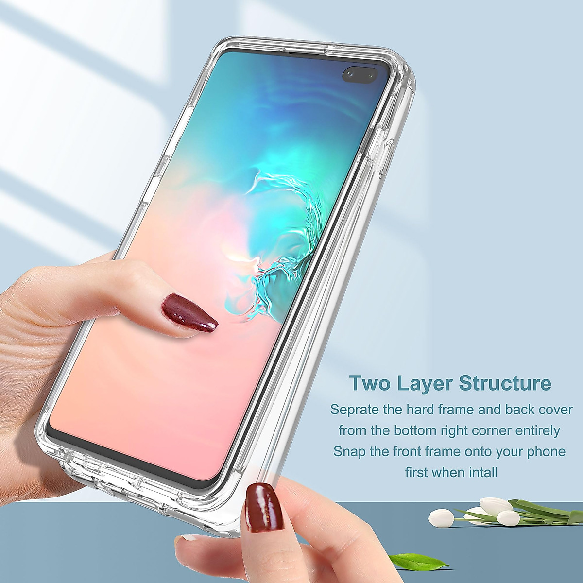 ULAK Galaxy S10 Plus Case, Slim fit Transparent Heavy Duty Shockproof Rugged Protection Case Soft TPU Protective Cover for Samsung Galaxy S10+ Plus 6.4 inch, Crystal Clear