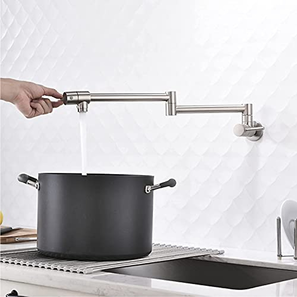 Classic Kitchen Tap Brass Kitchen Faucet 360°Rotation Kitchen Sink Mixer Double Joints and Single Cold Kitchen Mixer Tap Foldable Double Handle Sink Taps,Brushed/Brushed Gold