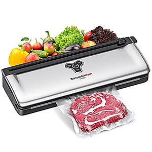 Bonsenkitchen Vacuum Sealer Machine Food Sealer, Compact Design, Air Sealing System for Dry&Moist Food Modes,Silver